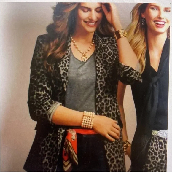 CAbi | Jackets & Coats | Cabi Jungle Animal Print Jacket Sz Black Tan ...